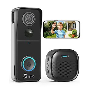 CAMSTRO Doorbell Camera Wireless - 3K Video Doorbell with Chime, 2.4G WiFi Outdoor Security Cemera,Smart Human Detection, 2-Way Audio,Voice Changer,Night Vision,Works with Alexa and Google Assistant
