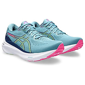 ASICS Women's Gel-Kayano 30 Running Shoes, 9.5, GRIS Blue/Lime Green
