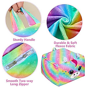 MHJY Bean Bag Cover Stuffed Animals Storage Unicorn Beanbag Chair Cover for Kids Toys Storage Bag Toy Organizer Cover (No Beans)