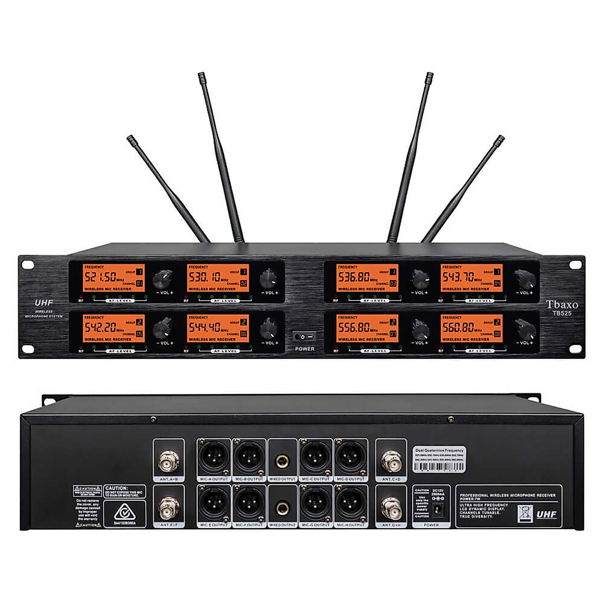 Wireless Microphone System Pro Audio 8 Channel UHF 8 Lavalier Bodypacks 8 Lapel Mic 8 Headsets for Karaoke System Meeting Church Speaking Conference Wedding Party Frequency B