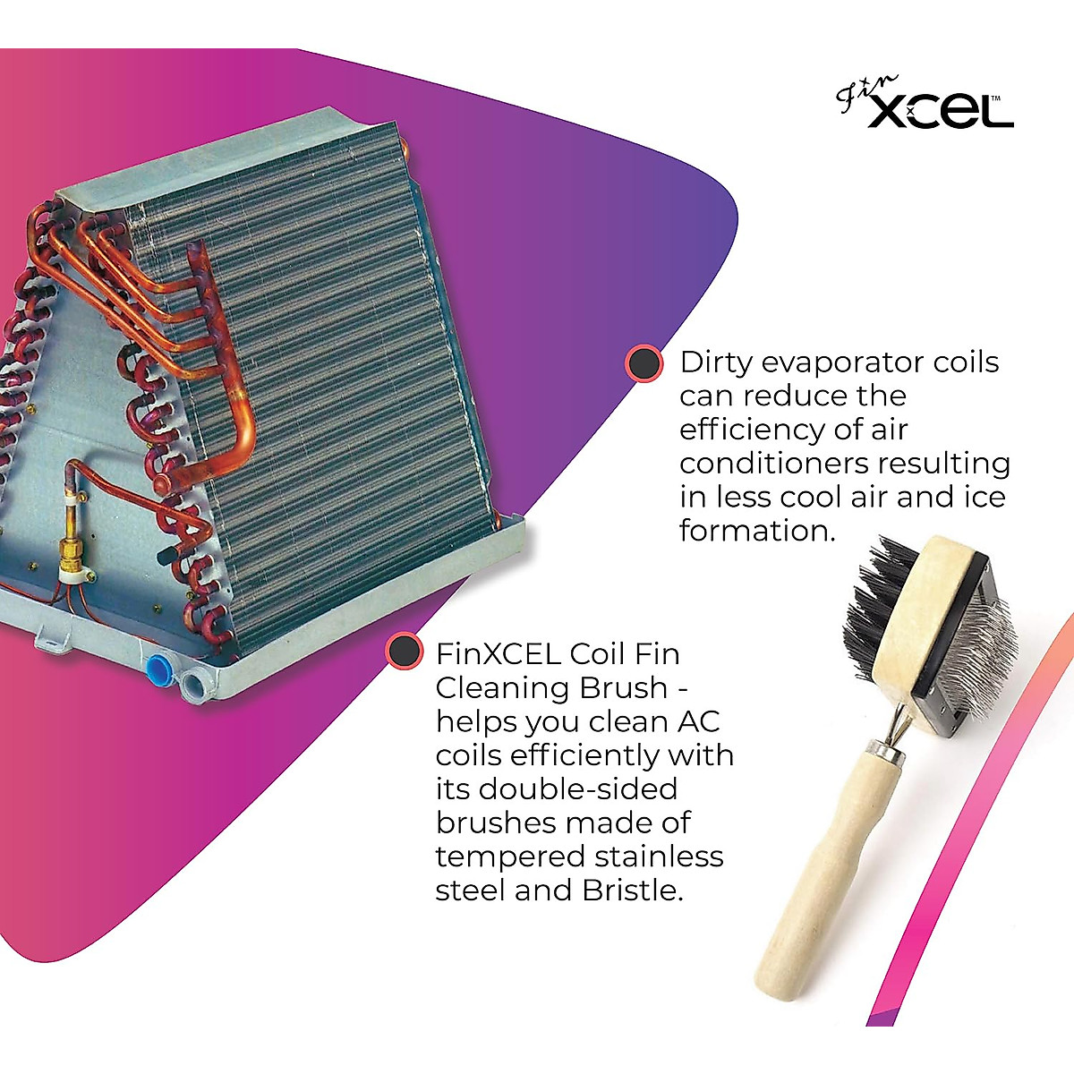 Air Conditioner Evaporator Coil Condenser Fin Cleaning Brush - Double Sided - Wide