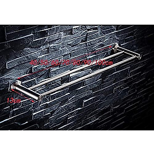 Towel Rack Towel Rails Double Towel Bar,Stainless Steel Brushed Towel Shelf,Bathroom Towel Rack,Wall Mounted Double Bathroom Towel Bar Storage Holder Multi-Functio