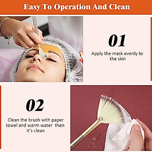 9 Pieces Facial Fan Mask Brushes, Soft Facial Applicator Brushes Tools for Peel Glycolic Makeup for Mud Cream (Champagne)