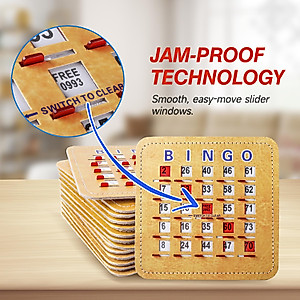 GSE Games & Sports Expert 5Ply Stitched Shutter Bingo Cards, Finger-Tip Shutter Slide Bingo Cards, Easy-Read Large Print Bingo Cardboard with Sliding Windows (10-Pack)