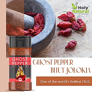 Ghost Pepper Powder (Bhut Jolokia Chili) - 3.5 oz/100 gm, 100% Pure, Smoked, Hottest & Spicy Chili Powder, Add Unique, Delicious, Complex and Smoky Flavor to Your Favorite Dishes