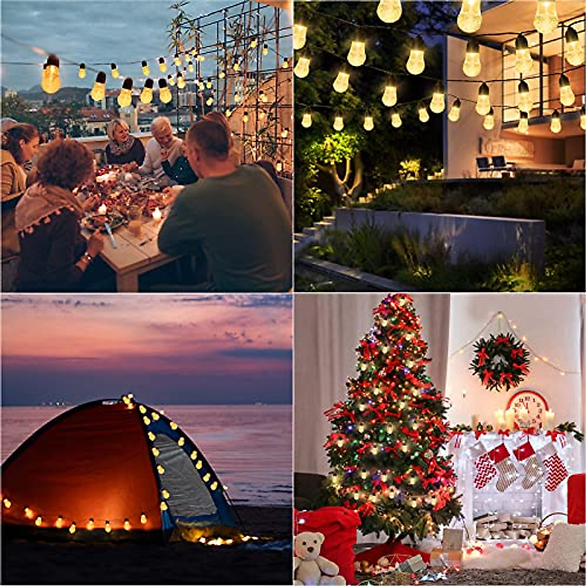 TCJJ Solar String Lights Outdoor, 30 LED 21 Feet Crystal Globe Solar Garden Lights with 8 Lighting Modes, Waterproof Decorative Solar Powered Patio Hanging Lights for Yard Porch Wedding Party