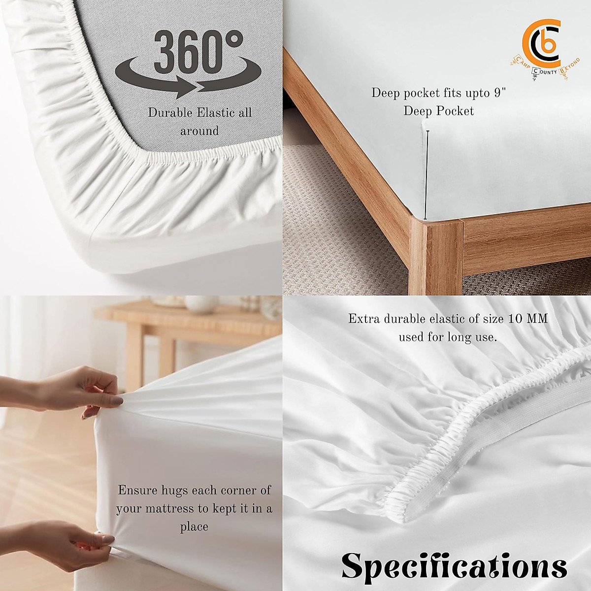 Cot Sheet 30" x 80" x 9" for Camping - 2 Piece Cot Fitted Sheet - Narrow Twin/Camp Rvs Bunk/Guest Beds/Camping Cot/Travel Trailers/Spilt Queen Bed, White Solid