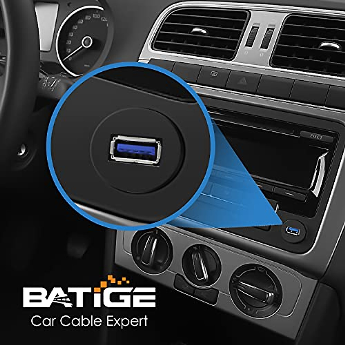 BATIGE Single Port USB 3.0 Male to Female AUX Car Mount Flush Cable Waterproof Extension for Car Truck Boat Motorcycle Dashboard Panel - 3ft