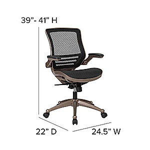 Flash Furniture Warfield Mid-Back Transparent Black Mesh Executive Swivel Office Chair with Melrose Gold Frame and Flip-Up Arms