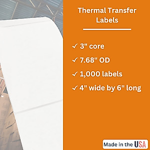ATL Direct - Thermal Transfer Shipping Labels 4x6 1,000, 4x6 Thermal Labels, Thermal Printer Labels 4x6, Label Printer Paper, Shipping Label Paper, Rollo Labels, Thermal Labels 4x6 roll, zebra labels