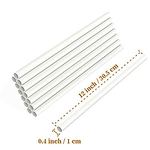 Losris White Plastic Cake Dowel Rods for Tiered Cake Supports 0.4 Inch Diameter Cake Sticks for Stacking Round Cake Straws (12inch-12pieces)