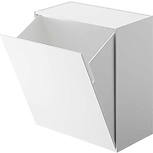 Yamazaki Wall-Mount Storage Bin Home | Plastic | Trash Can, One Size, White