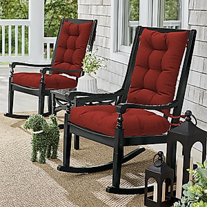 DYTXIII Pack of 2 Rocking Chair Cushion Set with Seat & Back,Water Repellent Patio Tufted High Back Seat Cushions with Ties for Indoor Outdoor Porch Rocker(21"x17"Back,17"x17"seat,Brick Red)
