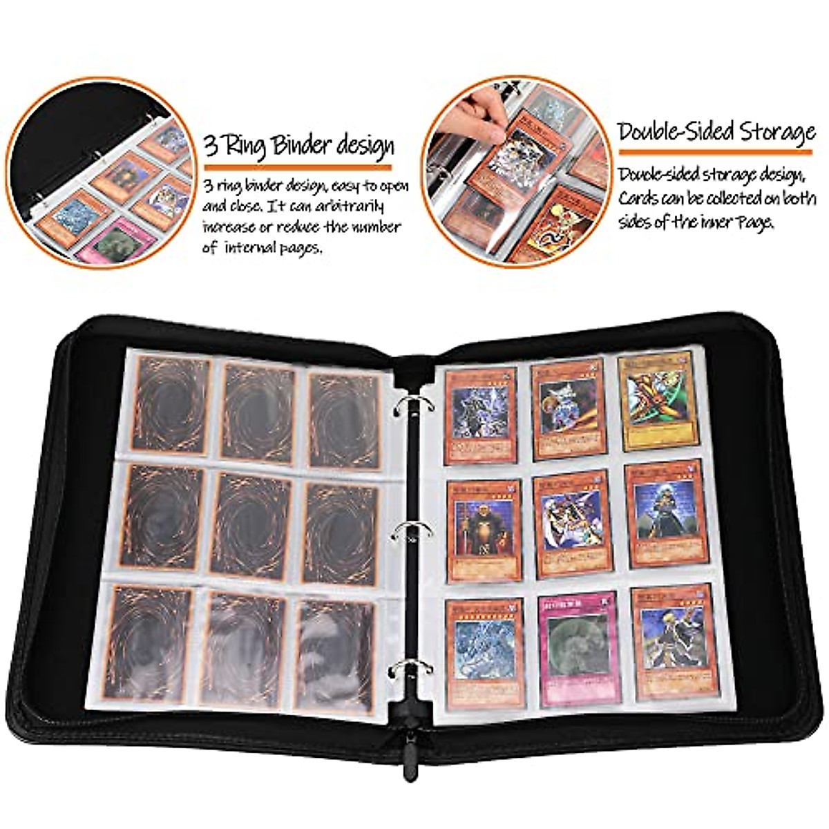 Card Binder for YuGiOh Cards - 9 Pocket Card Holder Book with Sleeves Compatible with Yugioh Cards, Holds 720+ Cards