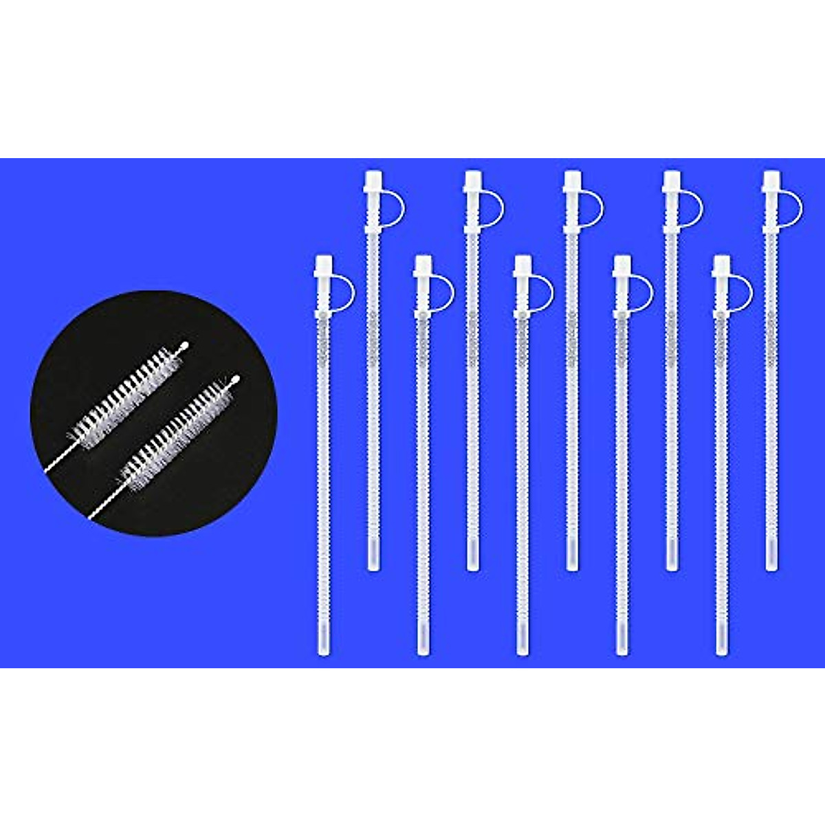 13" Flexible Straws for Jumbo Mugs (10) with 2 Straw Cleaning Brushes
