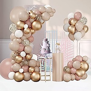 Blush Balloons Garland Arch Kit, UniStylar Double Stuffed Nude Retro Pink Gold White Latex Balloons Confetti Balloons for Women Girls Baby Shower Wedding Birthday Party Decorations