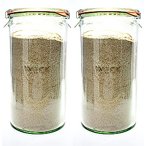 Weck Canning Jars - Weck Jars made of Transparent Glass - Eco-Friendly Canning Jar - Storage for Food with Air Tight Seal and Lid - 1.5 Liter Tall Jars Set - Set of 2 Jars with Lids