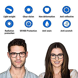 Blue Light Blocking Glasses, Blue Blocker Computer Glasses for Men Women, Anti Glare 400 UV & Eye Strain Fake Square Glasses