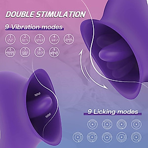 Adult Toys Rose Clitoral Vibrator, Tongue Licking Toy Vibrator with 9 Modes, Rechargeable & Waterproof Adult Sex Toys for Women Couples