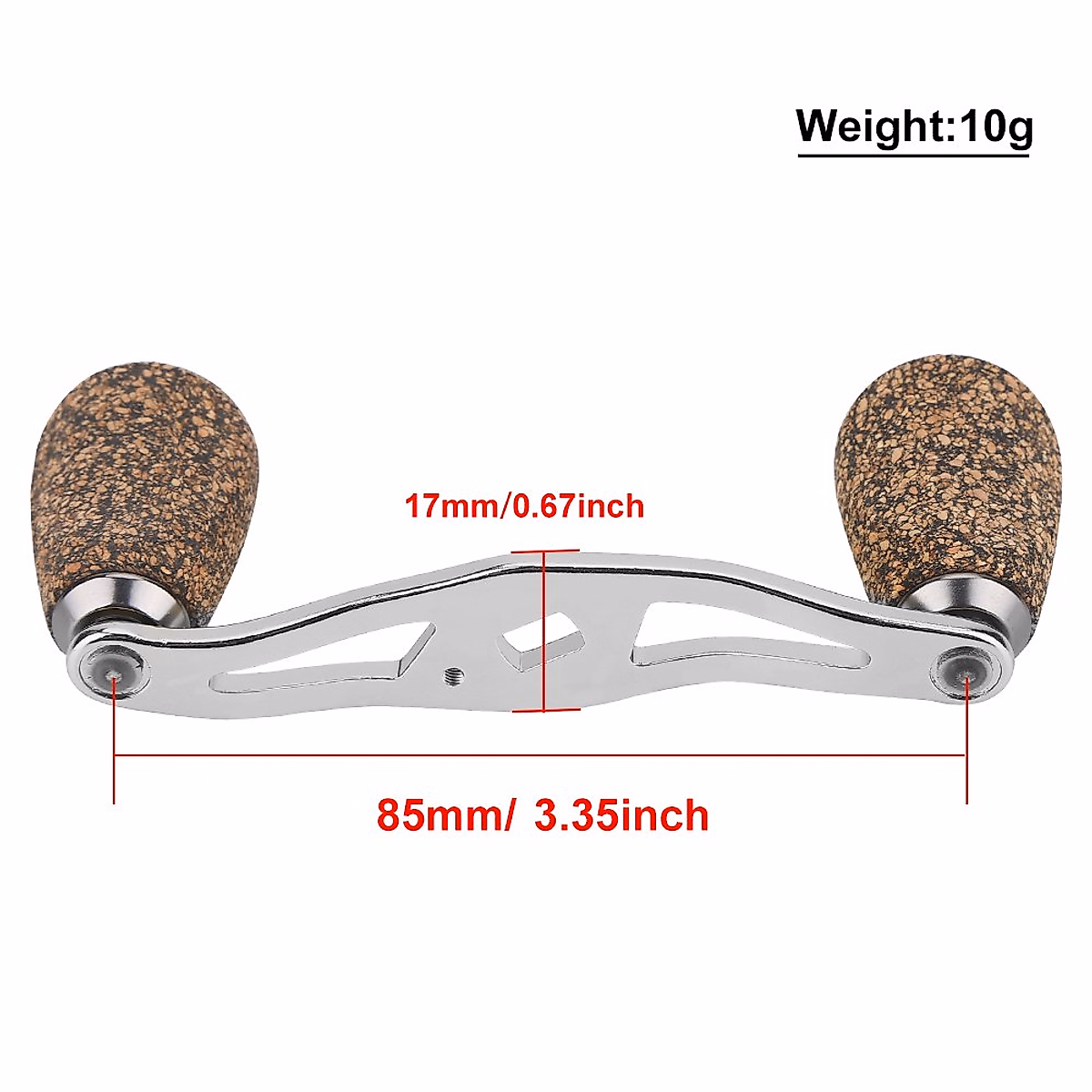 Fishing Reel Handle, Reel Handle Wood Knob Carbon Fiber Frame with Fittings Replacement Parts (Silver)