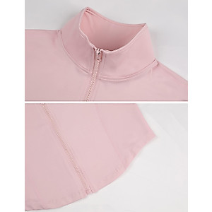 Tanming Women's Full Zip Seamless Workout Jacket Running Yoga Slim Fit Track Jacket (Pink-XS)