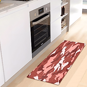 YETTASBIN Red Camo Area Rug, Anti Fatigue Large Floor Mat, Soft Absorbent Washable Plush Carpet with Non-Slip Rubber Back for Entryway, Bedroom, Sink, Kitchen, Bathroom, 39 x 20 Inch