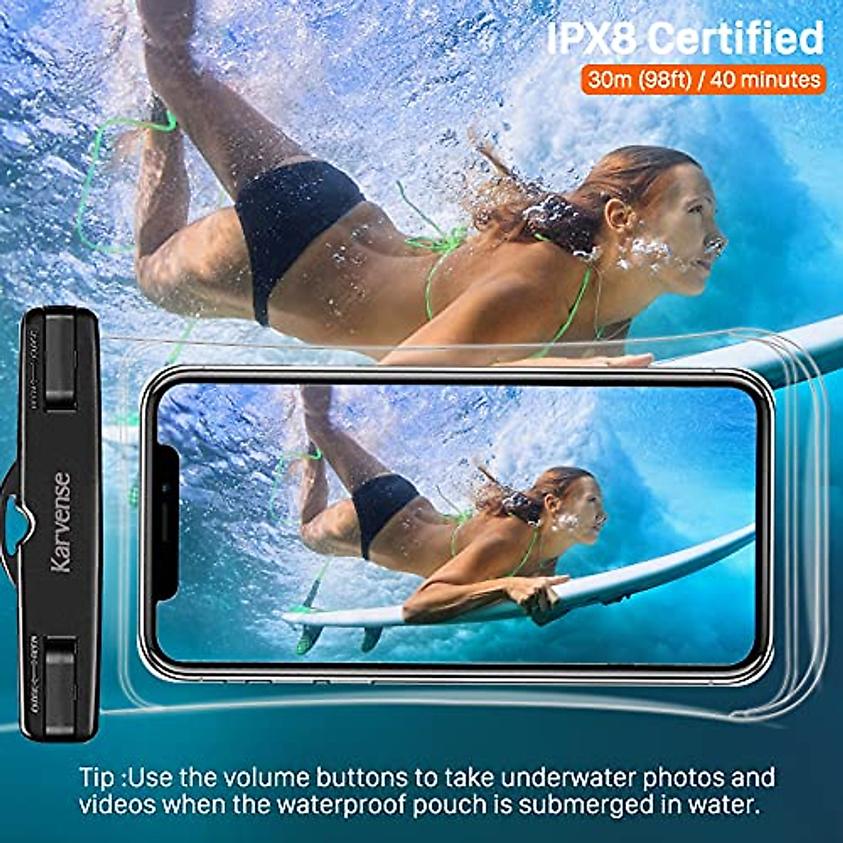Karvense Waterproof Phone Pouch Case, 4 Pack Waterproof Cell Phone Holder/Bag for iPhone, Samsung Galaxy,Pixel, Moto, Universal Dry Bag for Vocation, Beach, Pool, Shower, Rafting, Kayaking, Snorkeling