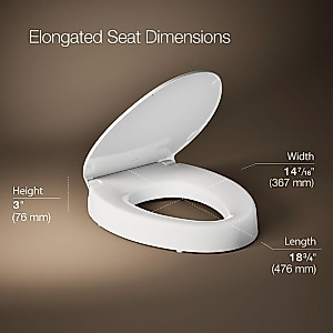 KOHLER Hyten Elevated Quiet-Close Elongated toilet seat, White