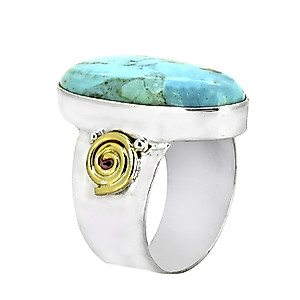 YoTreasure Blue Mohave Turquoise 925 Sterling Silver Brass Bold Ring Jewelry