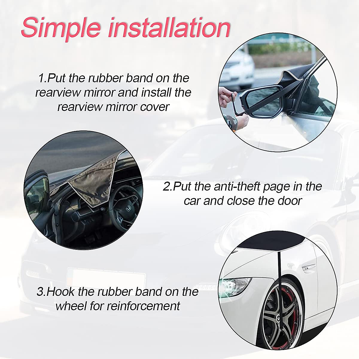 Windshield Snow Cover for Cars, Trucks, Vans - Waterproof, Windproof Winter Frost and Ice Removal Sunshade With Side Mirror Covers