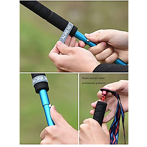 3 Section Trekking Poles Lightweight Aluminium Walking Poles Adjustable Trekking Sticks Collapsible Sticks 2pcs (Rainbow, 110cm/43.3inch)
