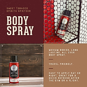 18.21 Man Made Men’s Spirits Spritzer Sweet Tobacco Fragrance, 3.4 oz. - Luxurious Long-Lasting All Over Body Spray with Masculine Aromatics - Premium Men Care Products - Gifts for Him