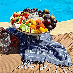 Cacala 100% Turkish Cotton Kitchen Tea Towels, Highly Absorbent Luxury Soft Quick Drying Dish Towel with Hanging Loop for Gym, Yoga, Bath, Sports, Cleaning and Kitchen (23 x 36), Dark Blue