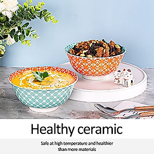 DELLING Cereal Bowls 20 oz - Colorful Bowls for Kitchen, 6 Inch Ceramic Bowl Set for Dessert, Soup, Rice, Salad, Snack - Dishwasher, Microwave, and Oven Safe - Set of 6