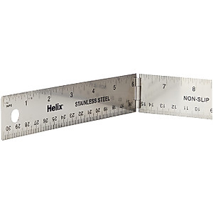 Helix Dead Steel Folding Ruler, Silver, Length 30cm / 12 inch
