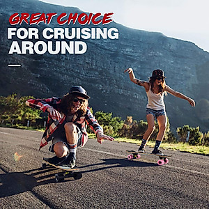 BELEEV Cruiser Skateboards for Beginners, 27 Inch Complete Skateboard for Kids Ages 3-12, Teens Adults, 7 Ply Canadian Maple Double Kick Deck Concave Trick Skateboard (Pink)