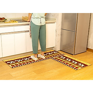 SCENNEW Kitchen Rugs and Mats Non Slip Kitchen Mats Large Size Floor Runner Long Mat, 20''x32''+20''x59'', Strawberry