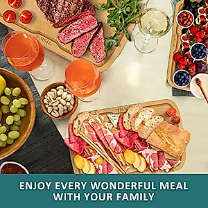 Bamboo Cutting Board Kitchen Chopping-Board: YISH Bamboo Chop Board Set of 3 With Juice Groove Wood Cutting Boards with Holder for Meat Vegetables - 15"x10" & 13"x8" & 10"x6.2"