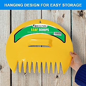 Bulunow Leaf Scoops 1 Pair - Easy Quick Handheld Scooping Rake Tool - Garden Hand Rakes for Picking up Leaves, Grass Clippings and Lawn Debris - Yellow