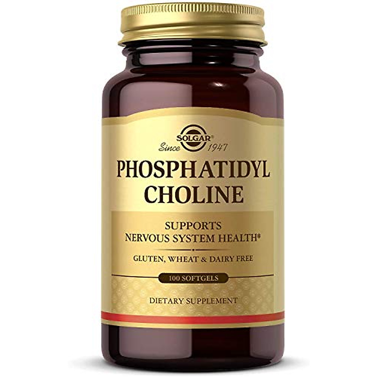 Solgar Phosphatidylcholine, 100 Softgels - Promote Healthy Cognitive Function - Derived From Lecithin - Contains Choline for Neurotransmitter Acetylcholine - Gluten Free, Dairy Free - 50 Servings