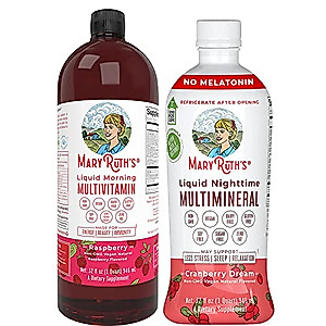 Liquid Multivitamin Raspberry & Liquid Multimineral Cranberry Bundle by MaryRuth’s | Vitamin A, B, C, D3, E & Amino Acids | Immune & Energy Support | Sleep Support | Magnesium Calcium & MSM Supplement