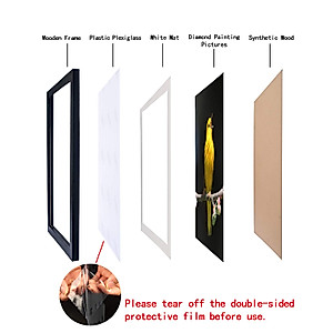 WKDP 12x16inch Frames for Diamond Painting Picture 30x40cm Diamond Art Frame 10x14inch/25x35cm with Mat or 12x16inch/30x40cm Canvas Size without Mat, Poster Frame Photo Frame Wood Frame Black (FK002)