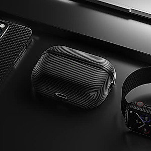 memumi Aramid Fiber Case for Airpods Pro 2 2022, Sturdy Durable Aramid with Hybrid TPU Soft Material Shockproof Protective Cover for Airpods Pro 2nd Generation Carbon Fiber Case 600D Black