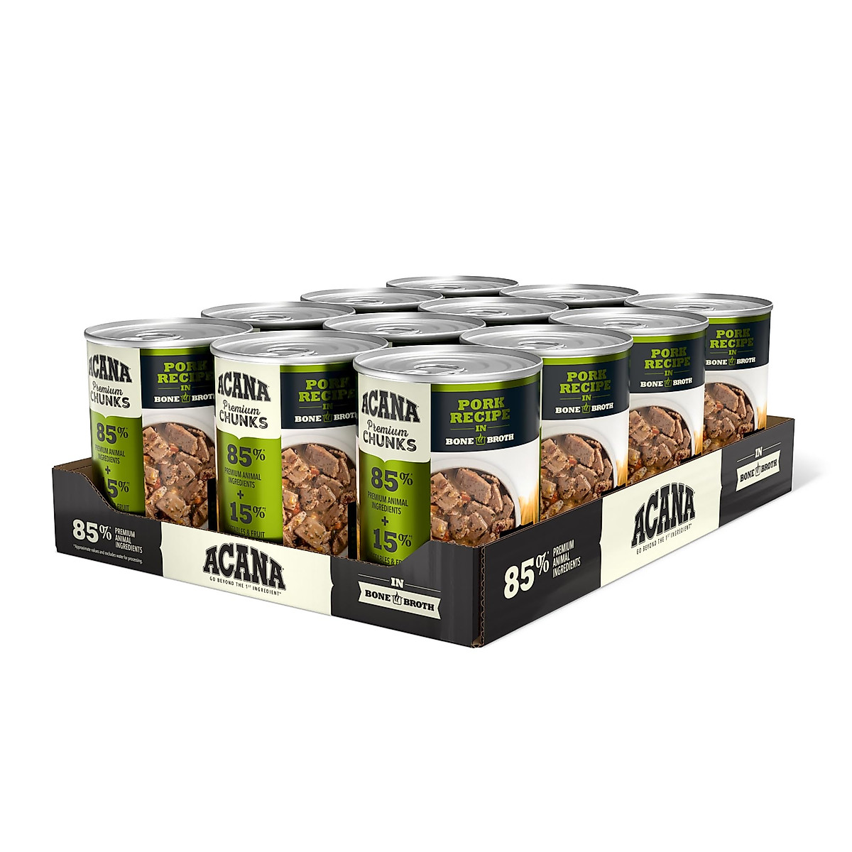 ACANA Premium Chunks Wet Dog Food, Pork Recipe in Beef Bone Broth and Lamb Liver, 12.8oz (Case of 12)