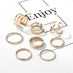 JILIYUPA 14K Gold Plate Rings for Women Pack Thin Stacking Gold Ring CZ Heart Rings Simple Cute Dainty Trendy Gold Rings for Women (Gold 50pcs)