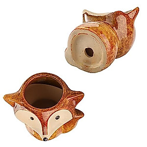 Dicunoy 6 Pack Mini Animal Succulent Planters, 3.5" Ceramic Fox Flower Pots with Drainage Hole, Cute Cactus Planter for Indoor Plants, Home, Office, Window Decoration