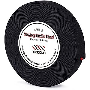 XKDOUS Elastic Band for Sewing, 1 Inch 14 Yards Elastic Bands for Sewing Waistband and Pants Waist, Black Knit Elastic Band for wig, High Elasticity