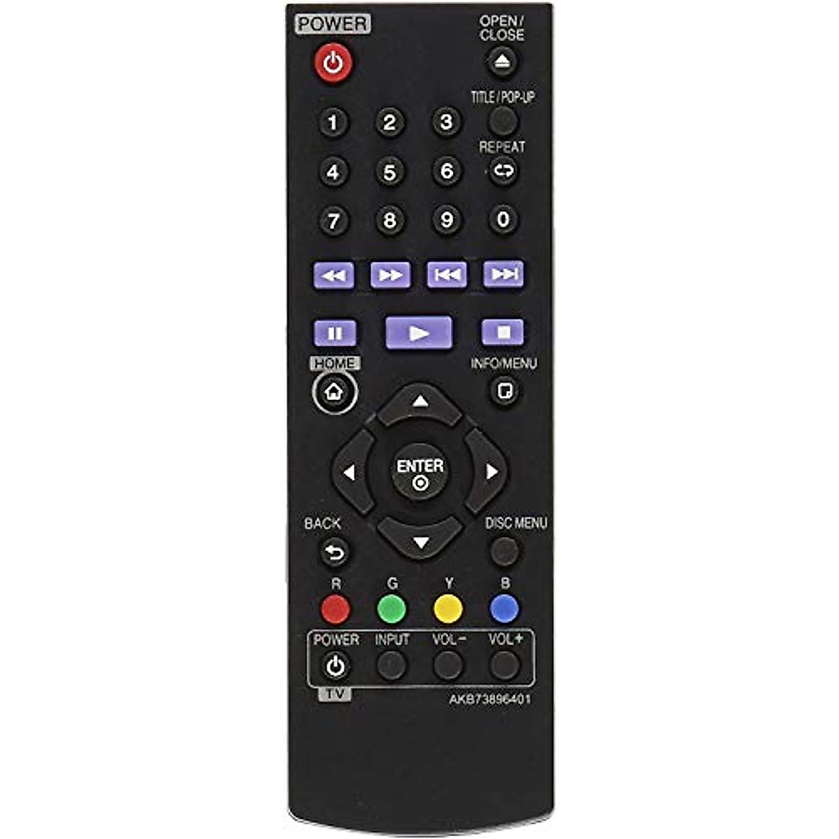 AKB73896401 Remote Control Replacement for LG BLU RAY DISC DVD Player BPM25 BPM35 BP550 BD640 BP200 BP300 BP340 BP350 BP135W BP145 BP155N BP175 BP255 UP870 UP875