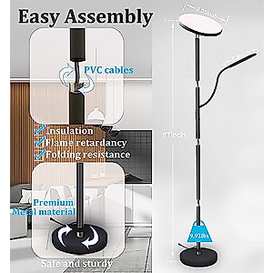 RGB LED Corner Floor Lamp, Tall Sky Torchiere Lamps, Mood Lighting with Smart APP & Remote, Color Changing Standing Floor Light, Bright Reading Lamp for Living Room Bedroom Office Gaming Party