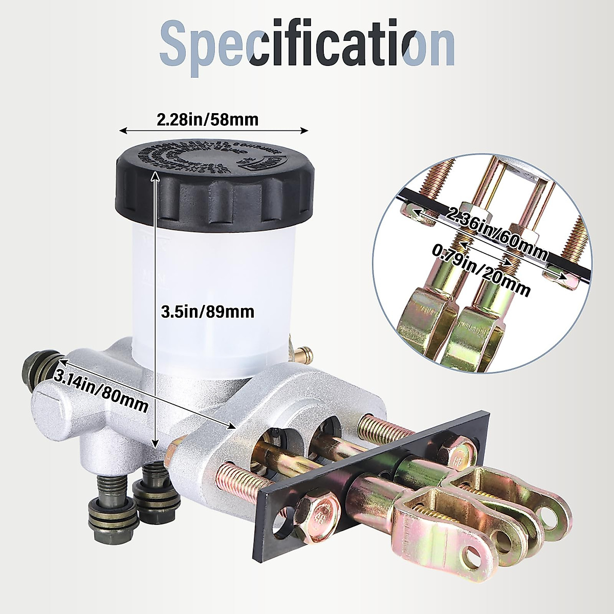 AuInLand Hydraulic Brake Master Cylinder, Go Kart Master Cylinder, for 90cc 110cc 125cc 150cc 200cc 250cc Go Kart